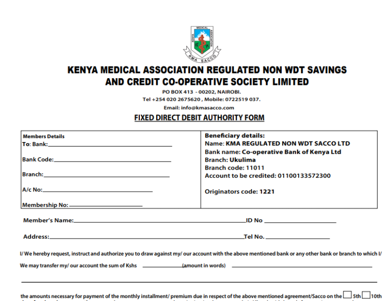 DIRECT DEBIT AUTHORITY FORM